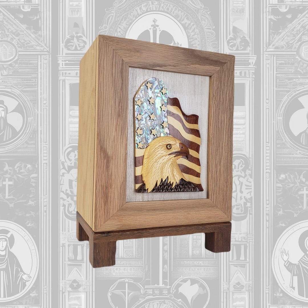Carver Dan's Positive Urn - USA Eagle, a Hand-crafted Wood and Abalone ...