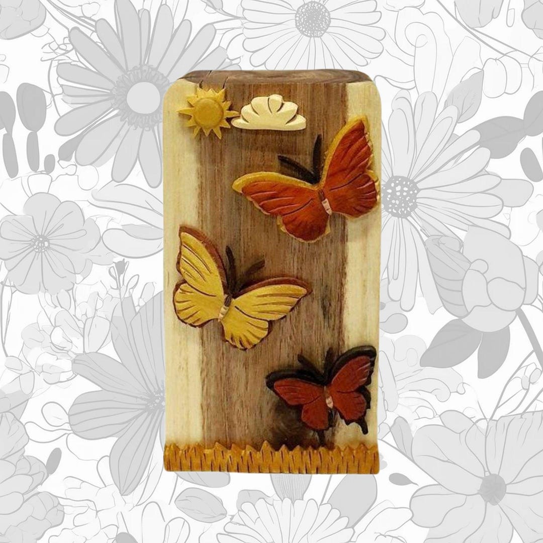 Butterflies: Carver Dan's Hand-crafted Wooden Keepsake Gift Box. A ...