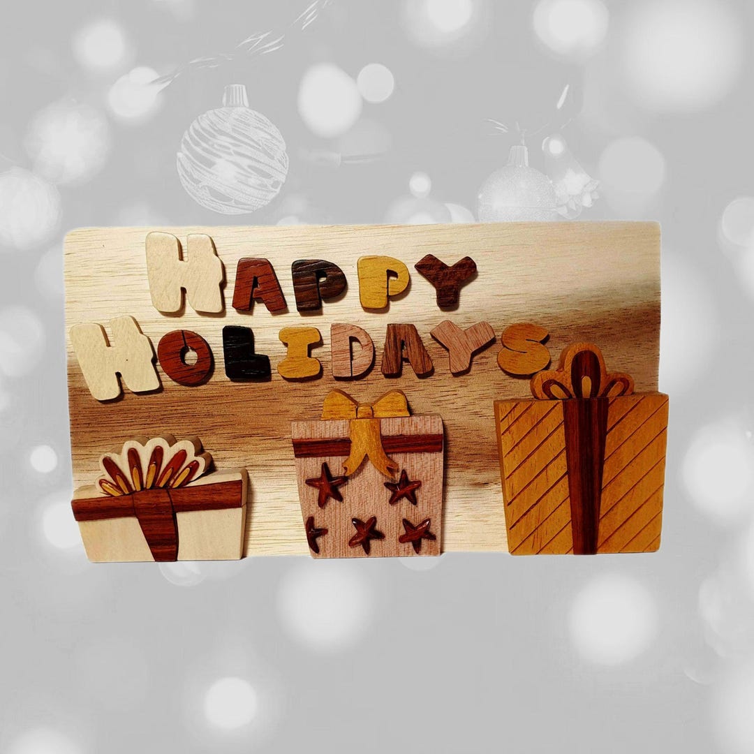 Carver Dan's - Happy Holidays, Hand-crafted Wooden Keepsake Gift Box. A ...