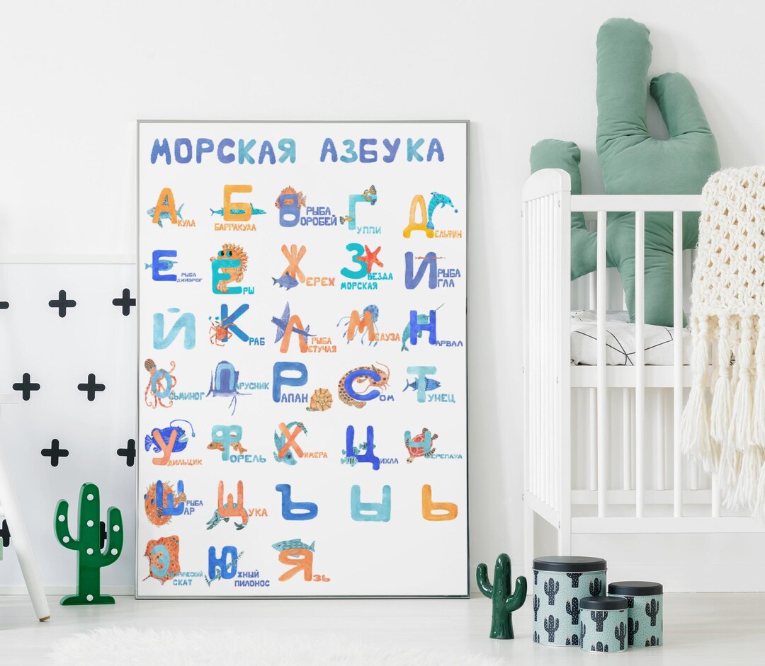 Russian Alphabet Educational Poster– Алфавит, Cyrillic Alphabet- Kids ...