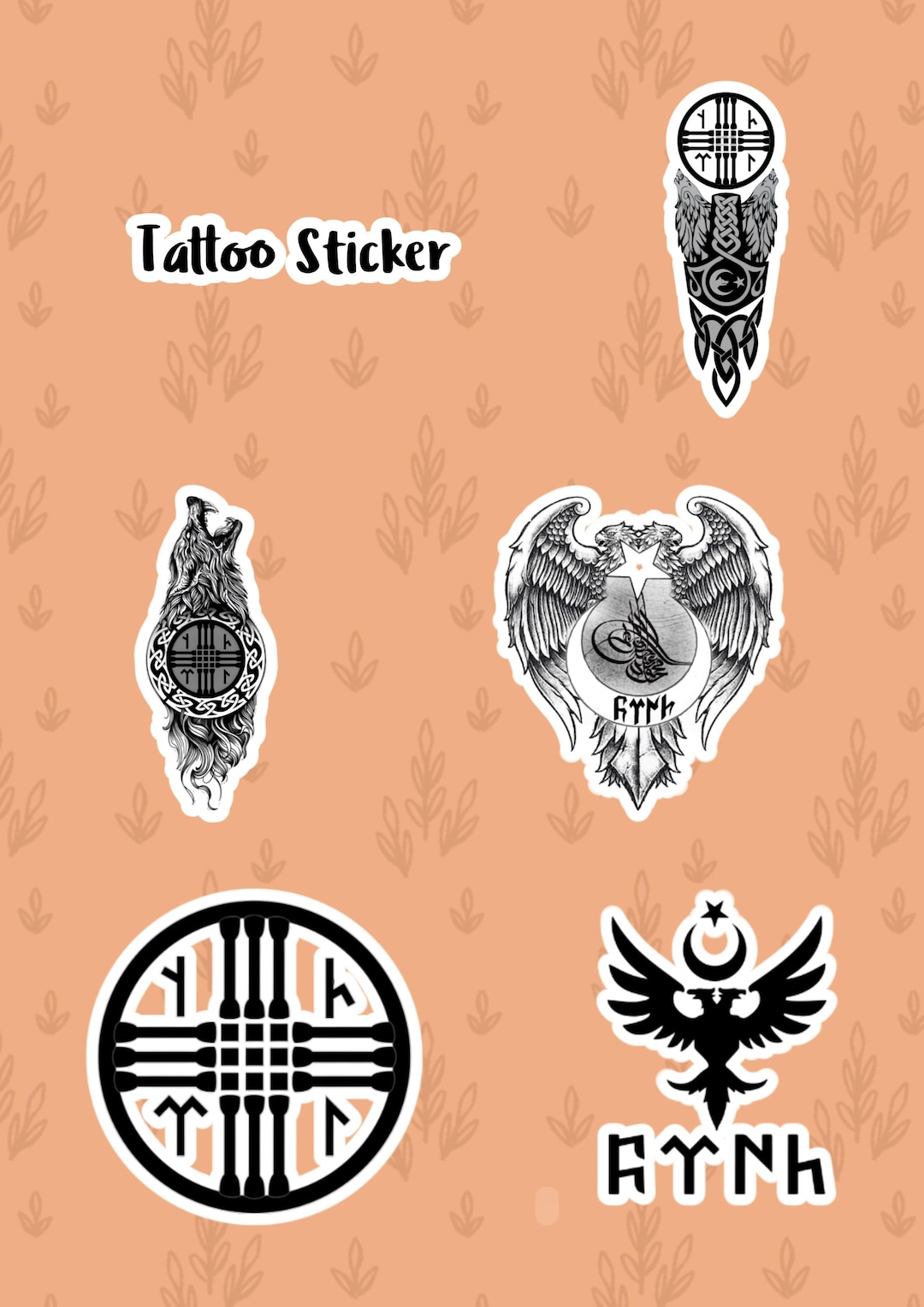 Turkic Symbol Sticker Pack | Bozkurt Wolf, Tengri Runes, Double-headed ...