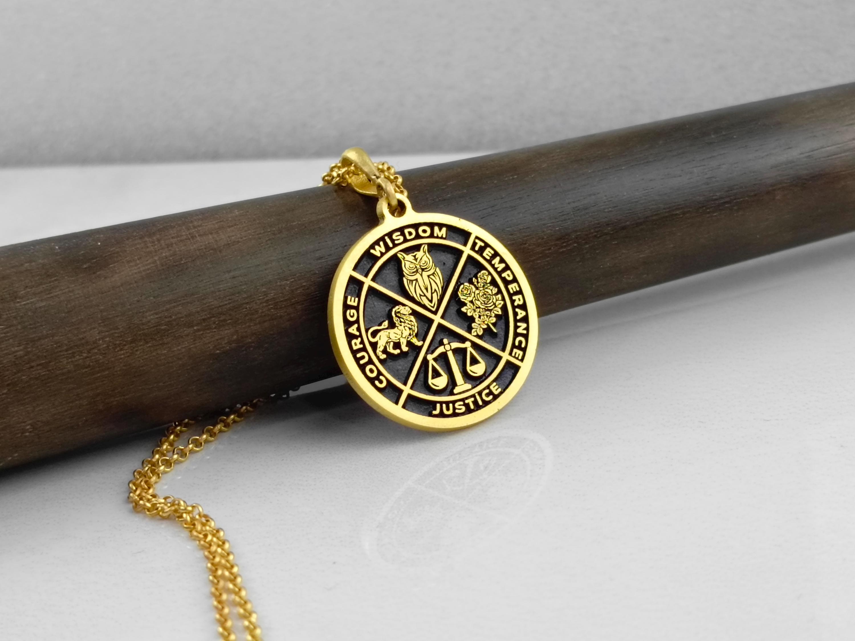 Wisdom, Justice, Temperance, Moderation, Virtues Necklace, Virtues ...