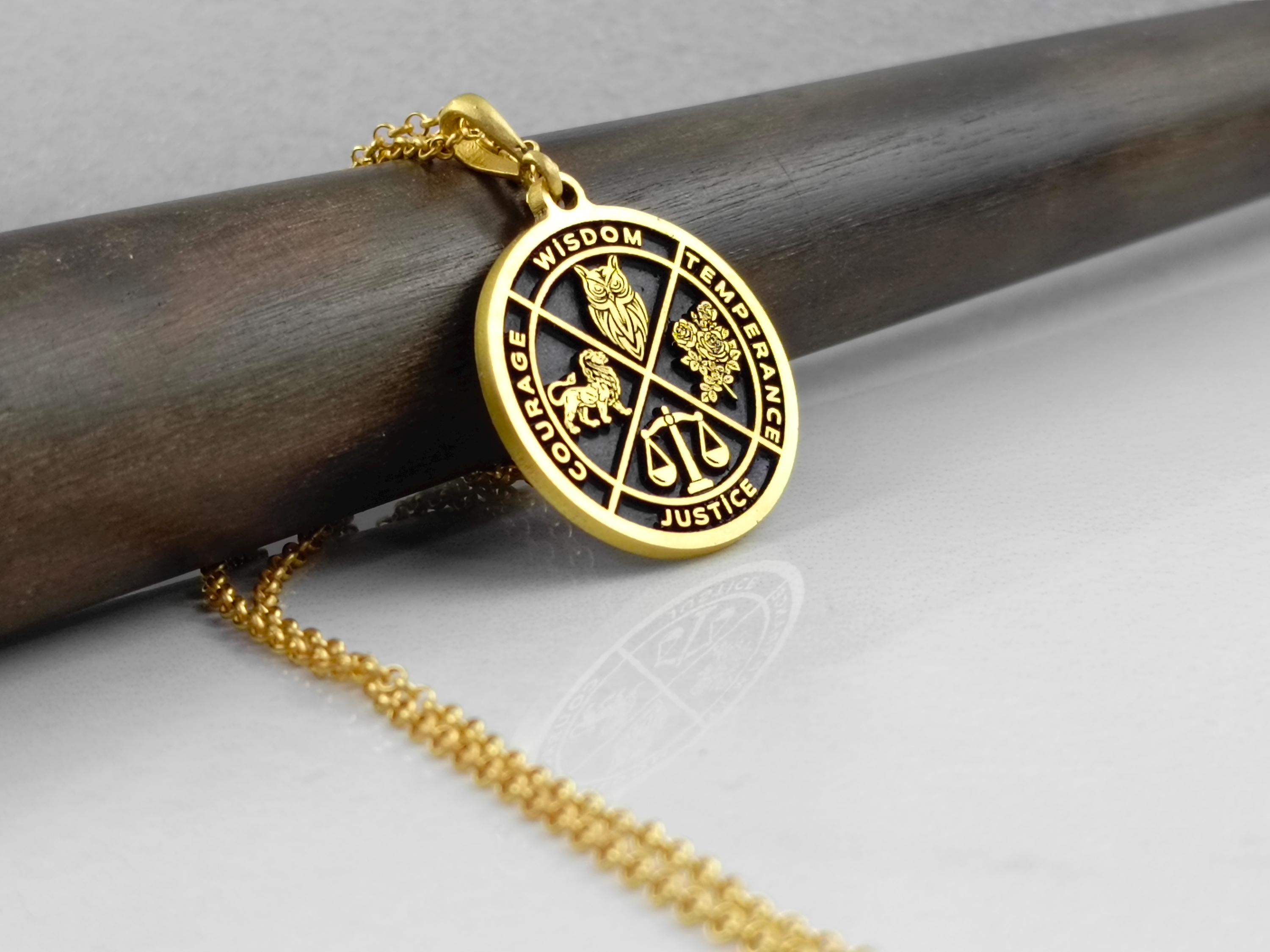 Wisdom, Justice, Temperance, Moderation, Virtues Necklace, Virtues ...