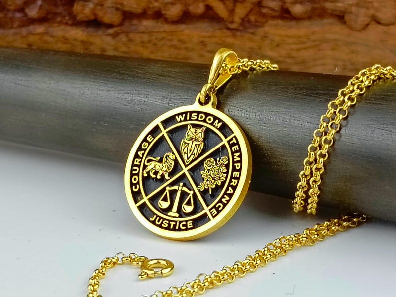 Wisdom, Justice, Temperance, Moderation, Virtues Necklace, Virtues ...