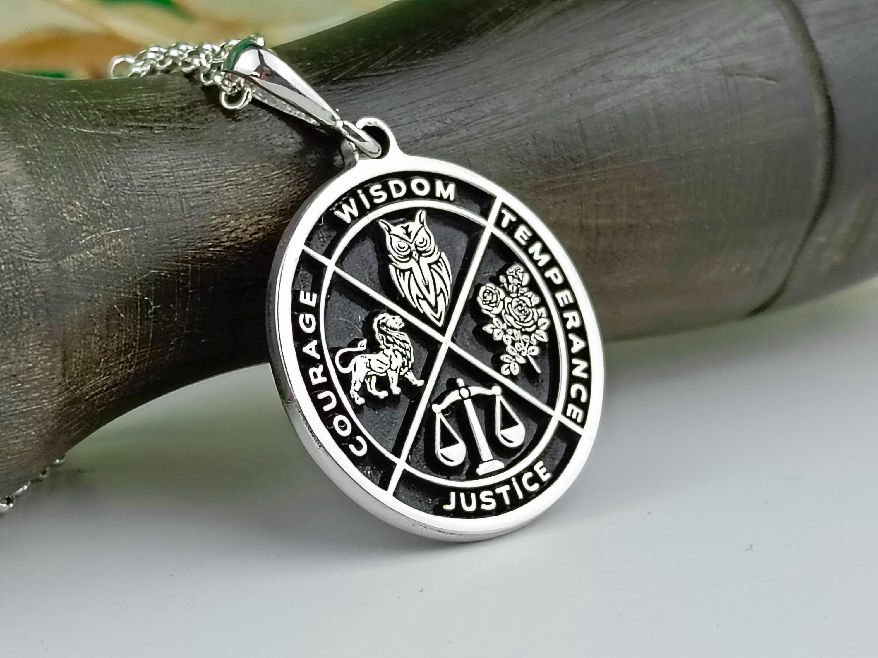 Wisdom, Justice, Temperance, Moderation, Virtues Necklace, Virtues ...