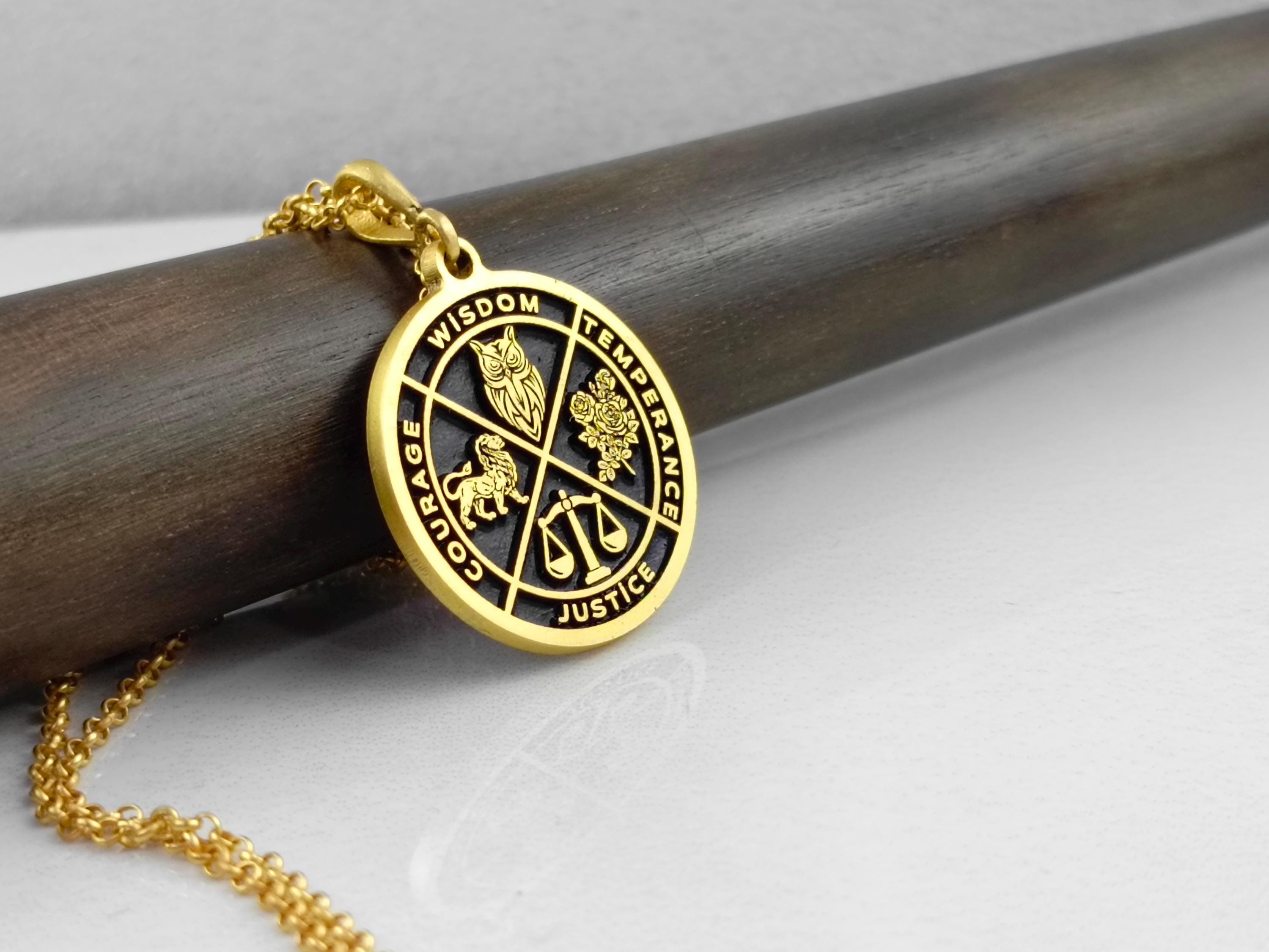 Wisdom, Justice, Temperance, Moderation, Virtues Necklace, Virtues ...