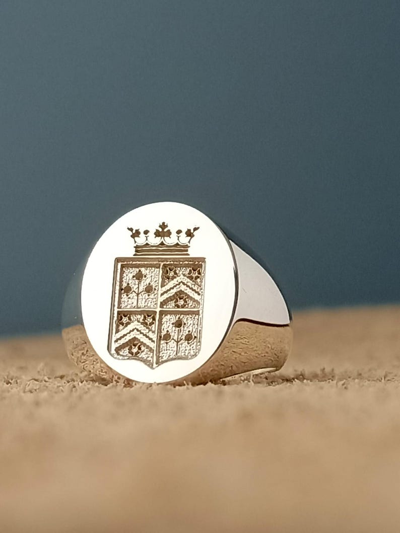 Custom Made Family Crest Signet Ring, Personalized Coat of Arms Ring ...
