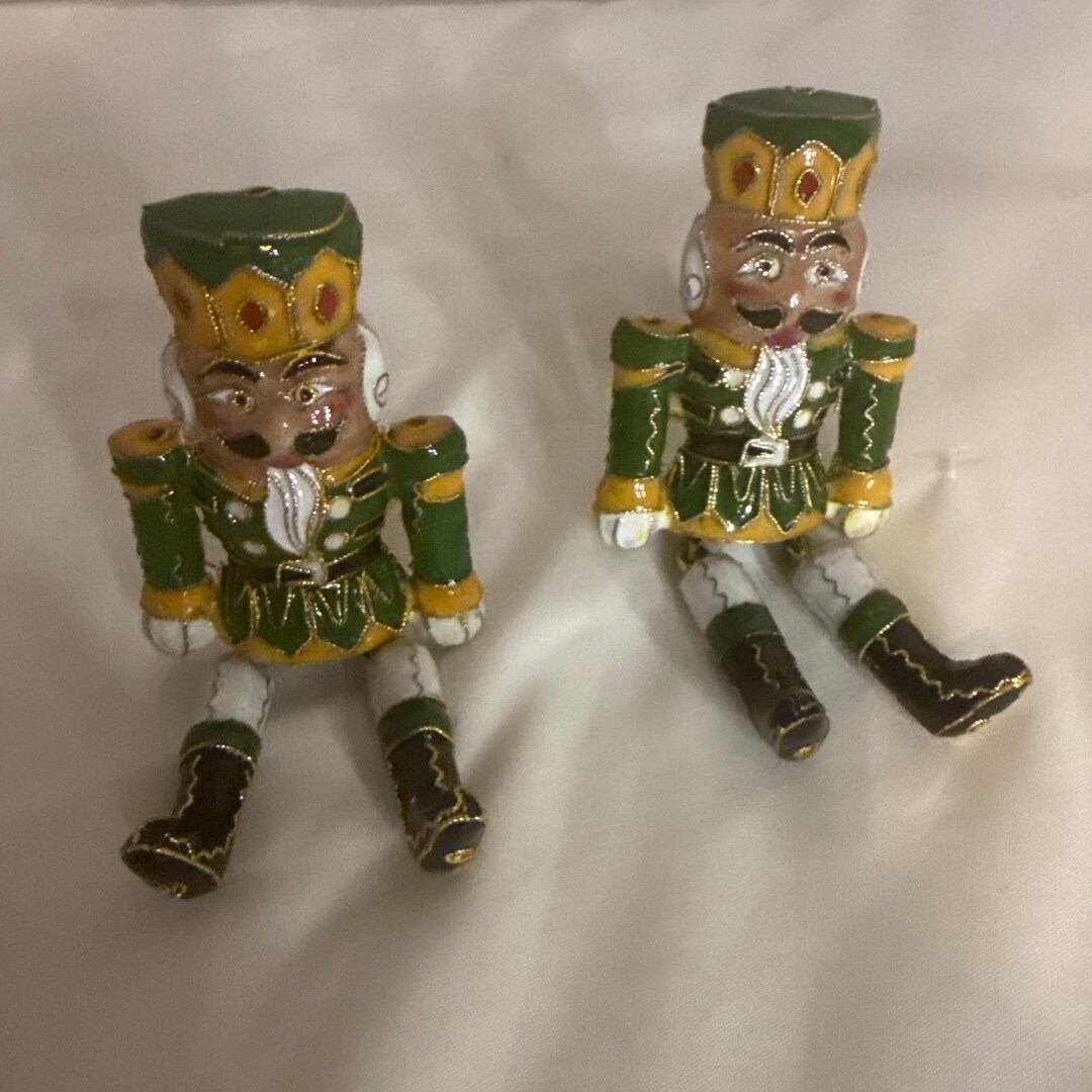 2 Williams-sonoma Green Cloisonné Nutcracker Napkin Rings - Etsy