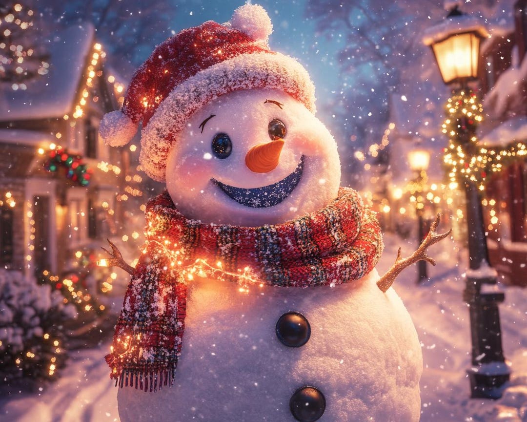 Cute Snowman Printable Wall Art,happy Snowman Christmas Decor, Winter ...