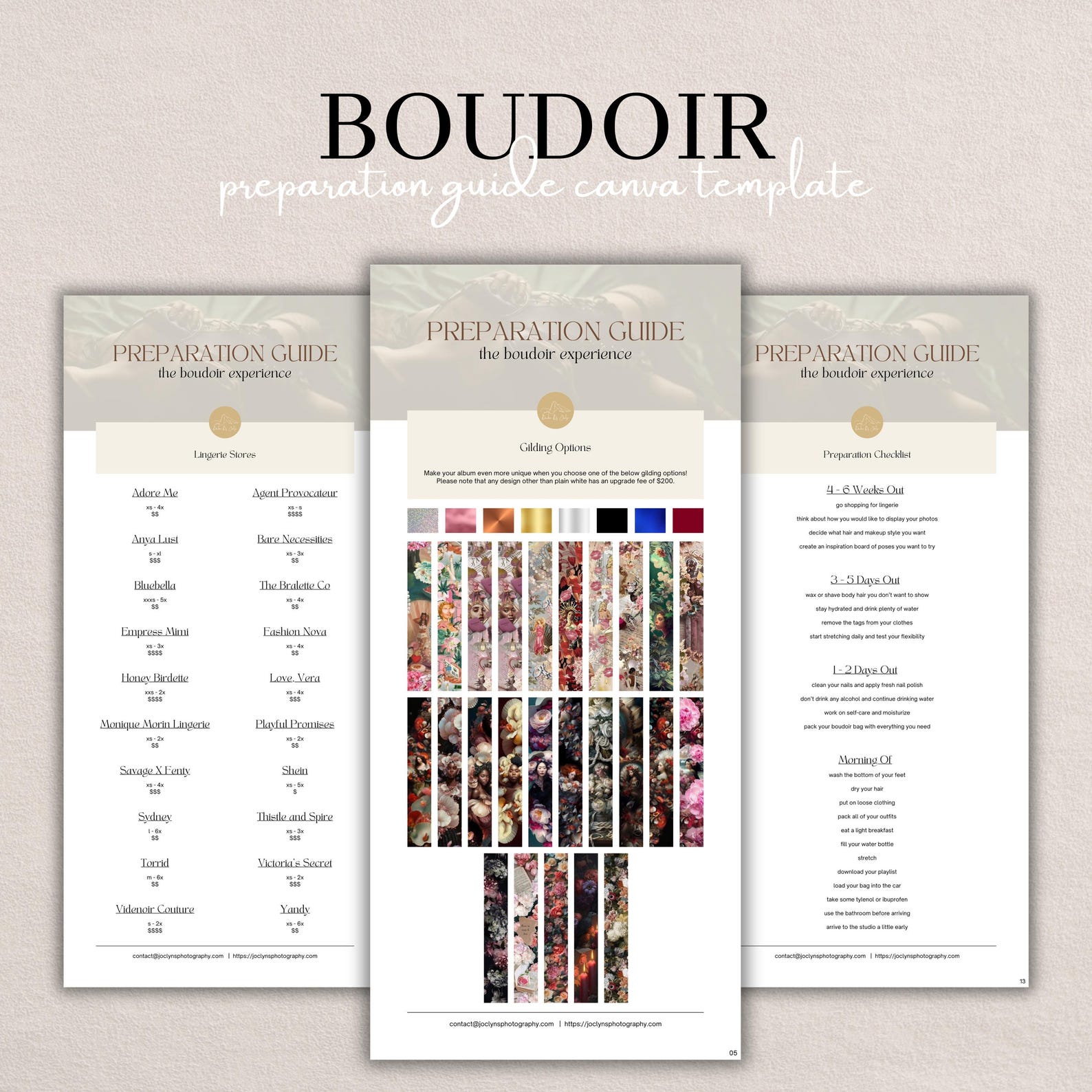 Boudoir Preparation Guide Template - Etsy