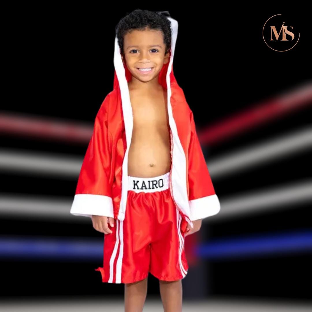 Personalized Kids Boxing Set: Custom Robe & Shorts for Little Champions ...