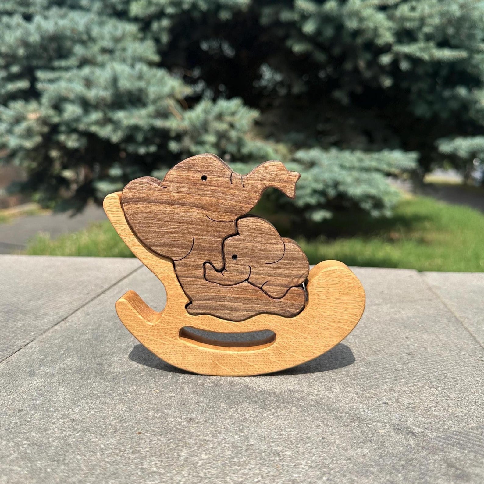 Handmade Wooden Rocking Animal Toys | Elephant, Hippo, or Cat | Natural ...