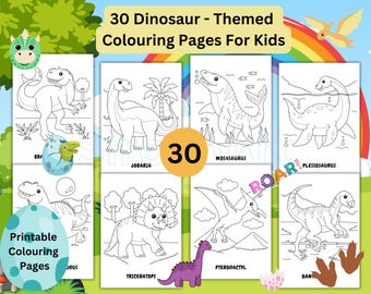 30 Dinosaur World - Themed Colouring Pages for Kids - Etsy