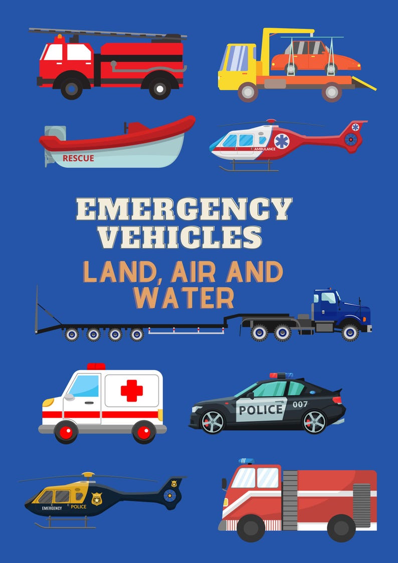 16 Emergency Vehicles-themed Colouring Pages - Etsy