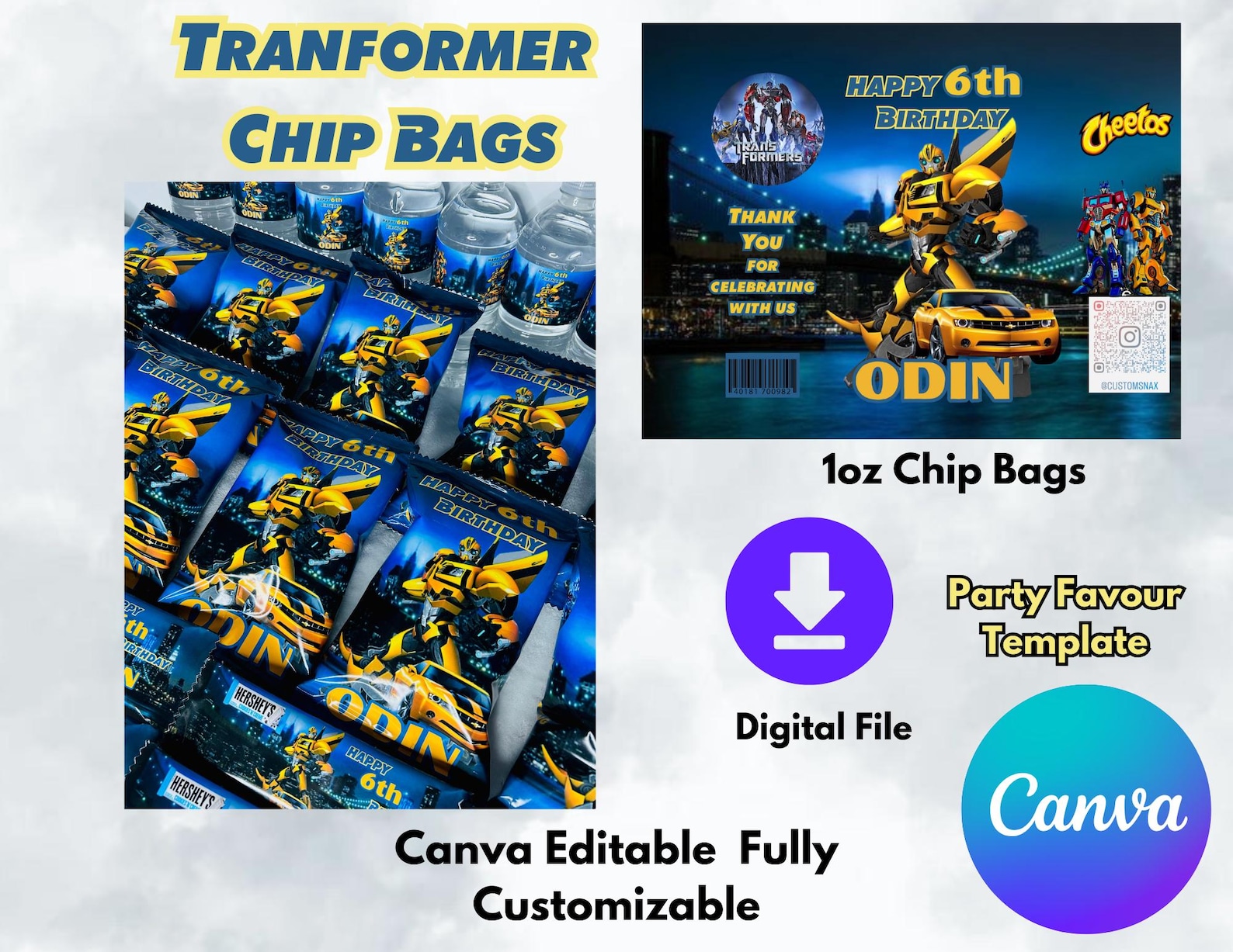 Tranformers Editable Chip Bags - Etsy