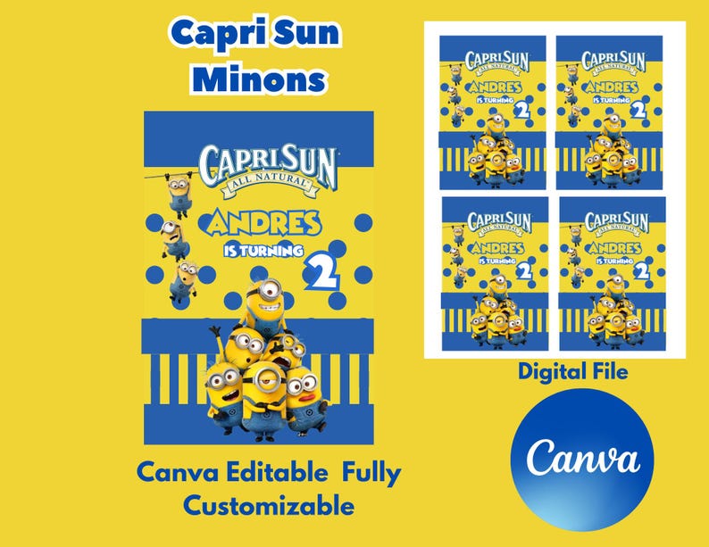Capri Sun Minions Template - Etsy