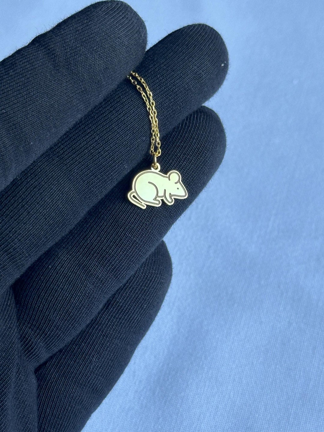 Mouse Necklace · 14K Gold Plated · 925K Sterling Silver · Rat Pendant ...