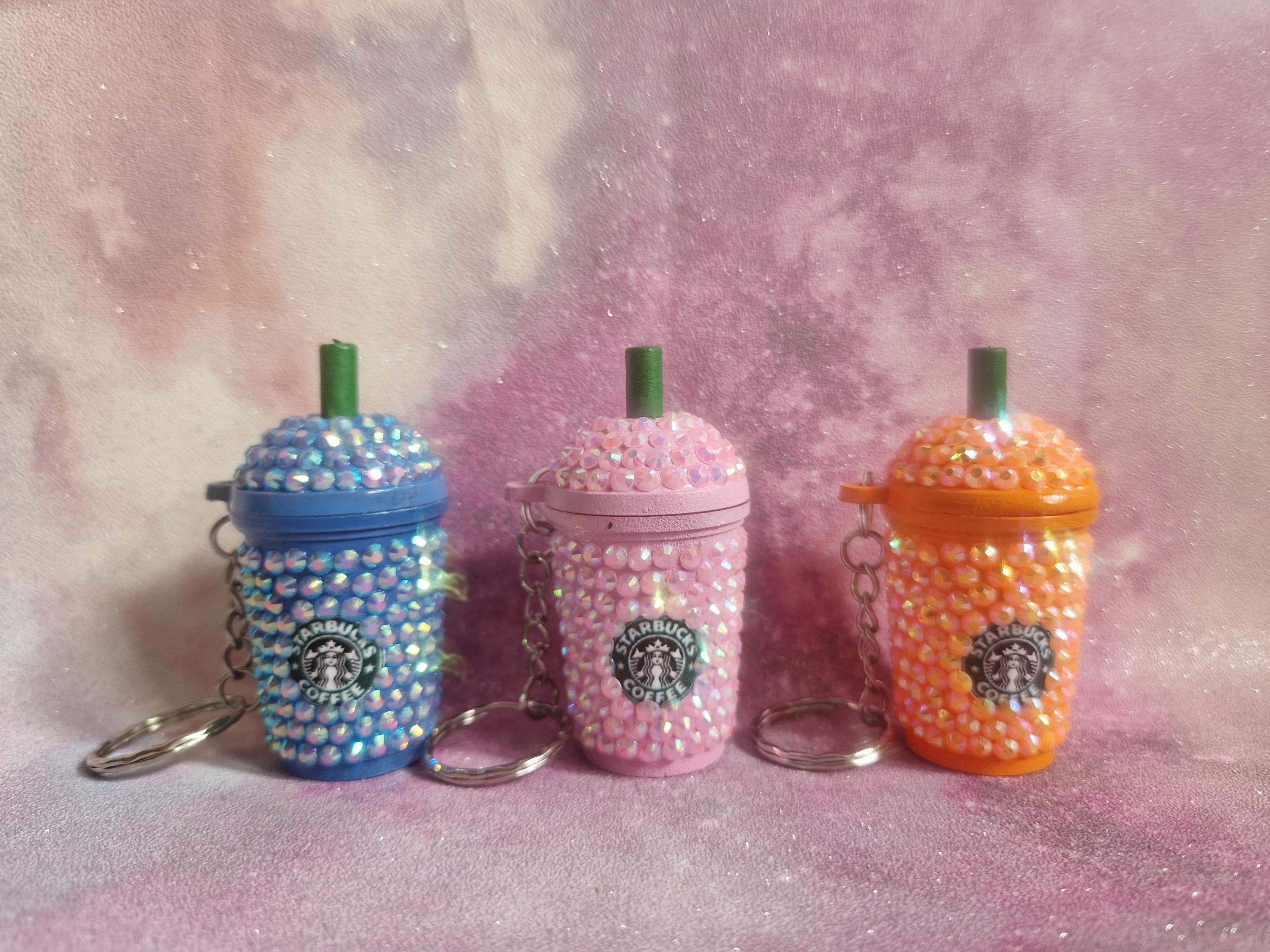 Starbucks Inspired Mini Cup Bling Rhinestone Keychain Keyring Bagcharm ...