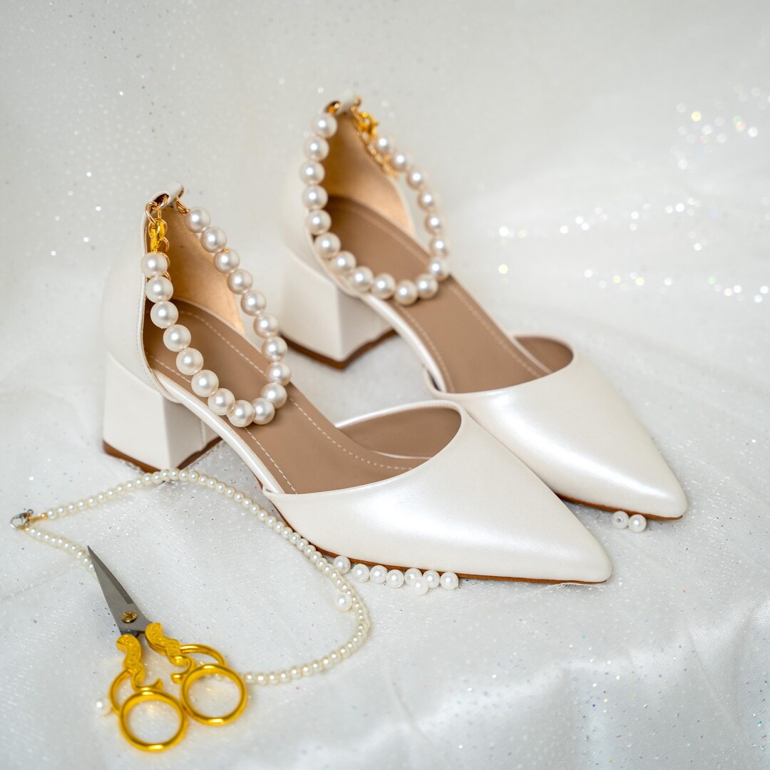 Ivory Bridal Shoes, Ivory Block Heel Shoes, Ivory Wedding Shoes, Low ...