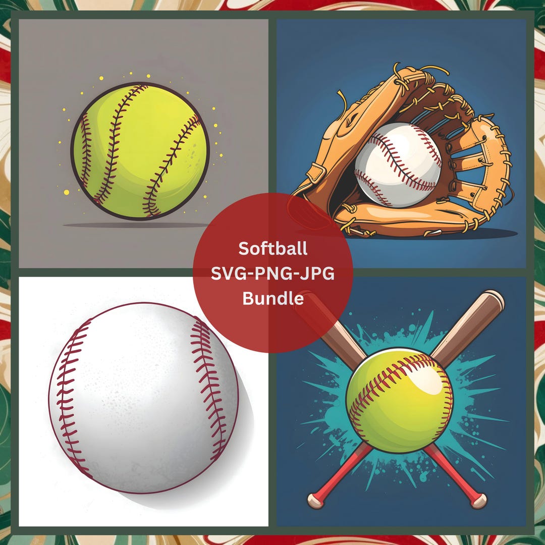Softball SVG Files, Softball Clipart Bundle, Softball Printable ...