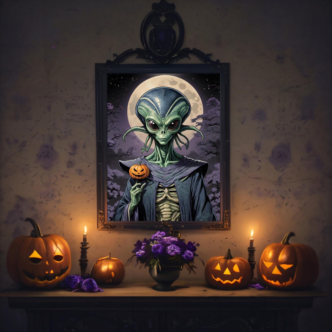 Alien Ornament, Dystopian Art, Spooky Artwork, Scifi Home Decor ...