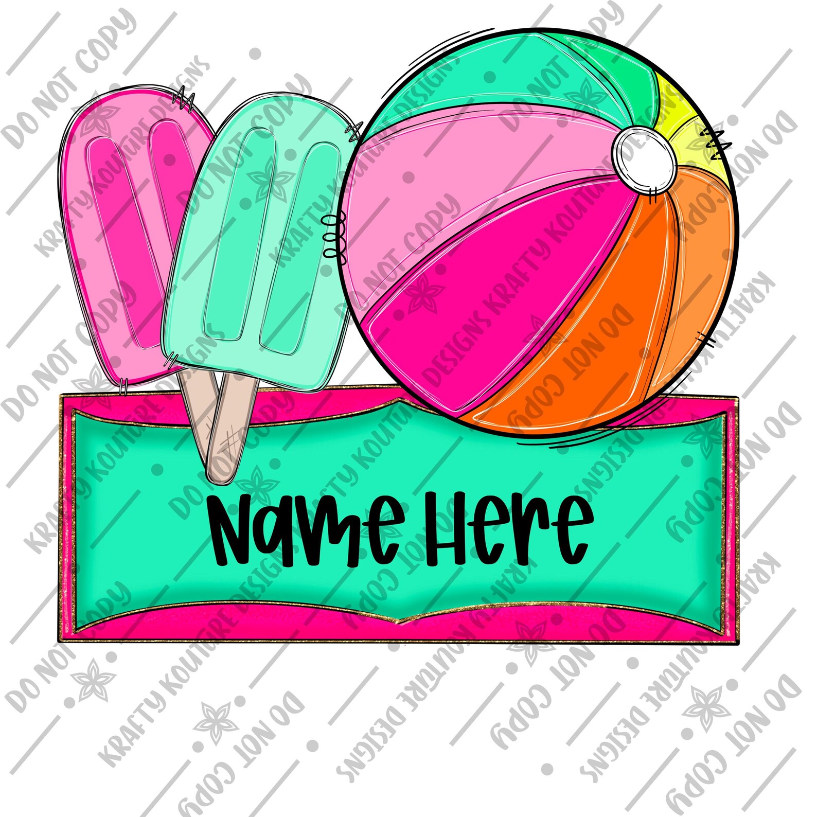 Beach Ball Popsicles Name Plate PNG - Etsy