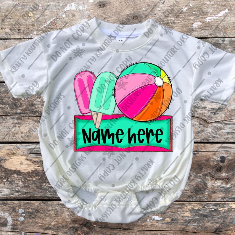 Beach Ball Popsicles Name Plate PNG Summer Nameplate Png - Etsy
