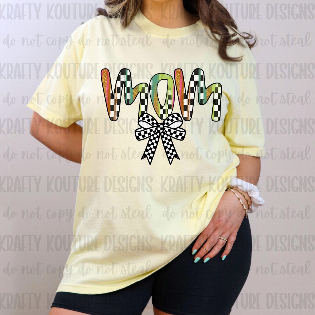 Retro Checkered Mom PNG - Etsy