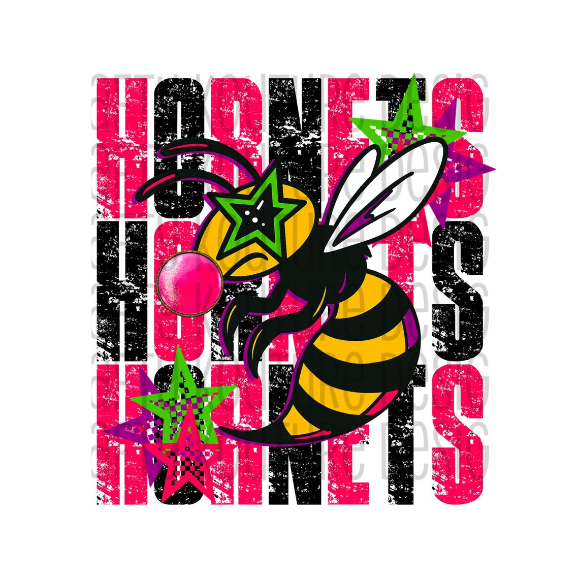 Bubblegum Mascot Hornets Trendy Png Design School Mascots Distressed ...
