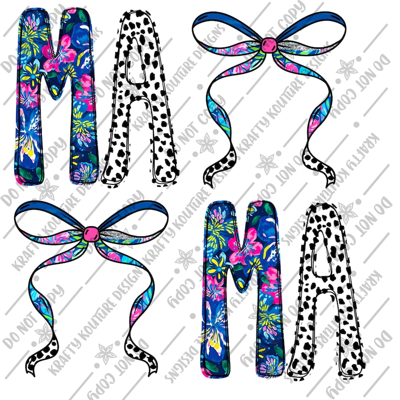 Tropical Floral Mama Bows Png - Etsy