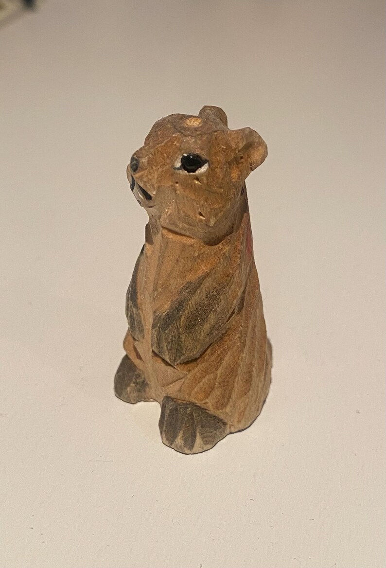 Hand Crafted Wooden Marmot Figure Unique Rustic Home Decor Artisan ...