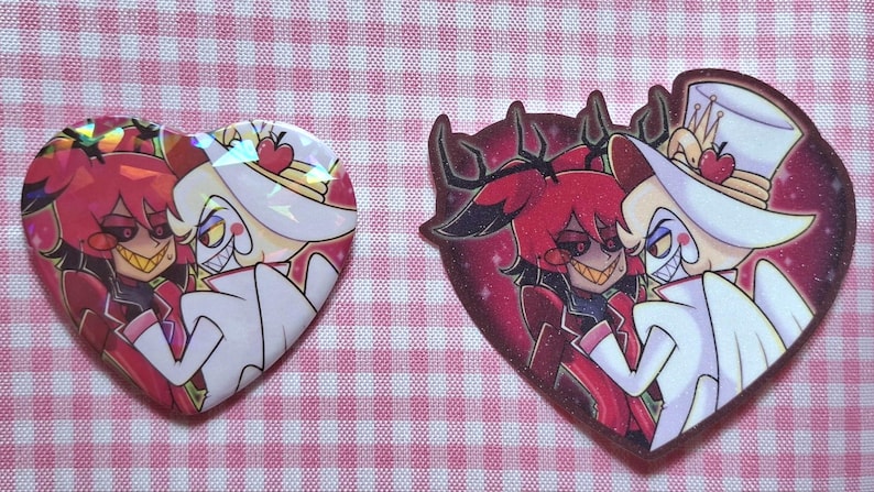 Hazbin Hotel: Enemies Heart Button Pins and Sticker - Etsy