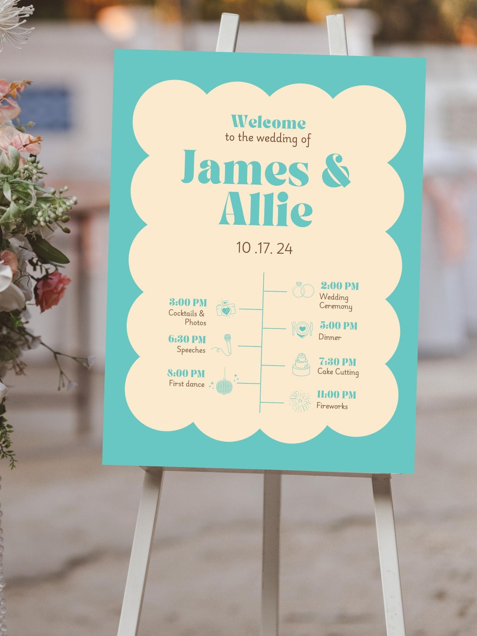 Retro Blue Wedding Welcome Sign - Etsy