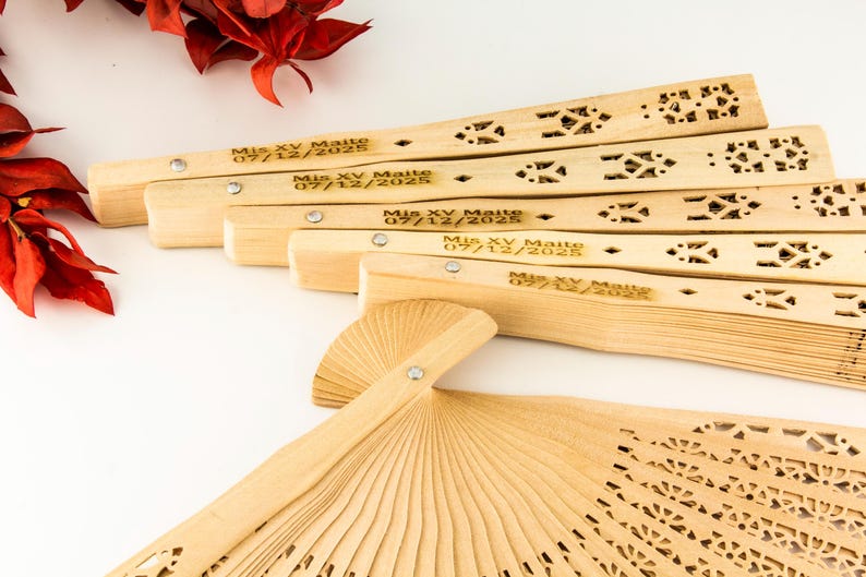 50 Pcs Wedding Favor Hand Fans for Quests in Bulk, Personalized Sandal ...