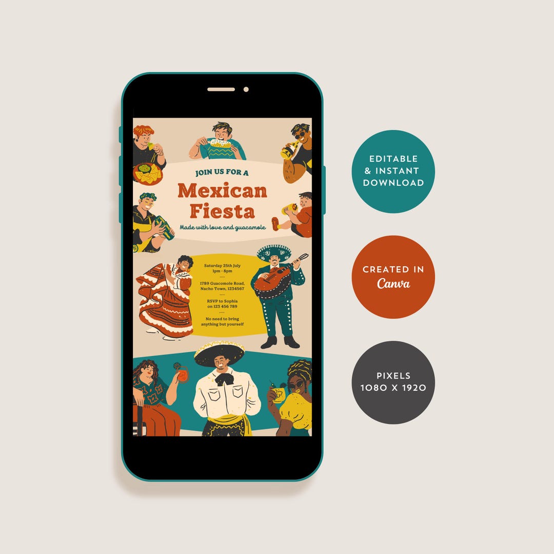 Editable Mexican Fiesta Party Invitation Template, Taco Party ...