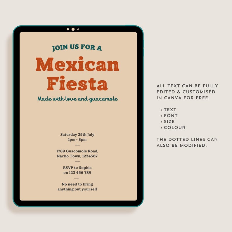 Editable Mexican Fiesta Party Invitation Template, Taco Party ...