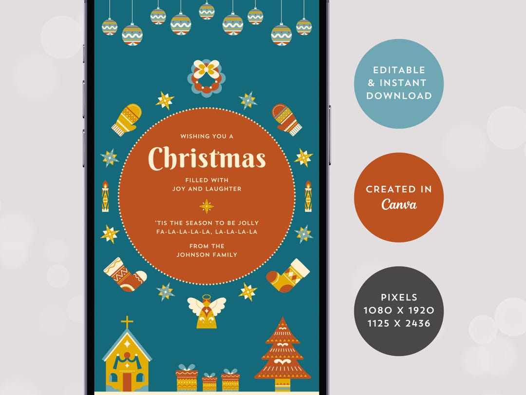 Editable Christmas Greeting Card Merry Christmas Ecard Digital ...