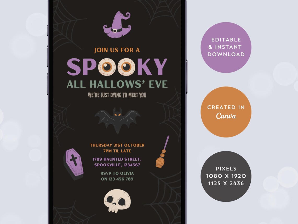Editable Halloween Invitation Template Spooky Halloween Party ...