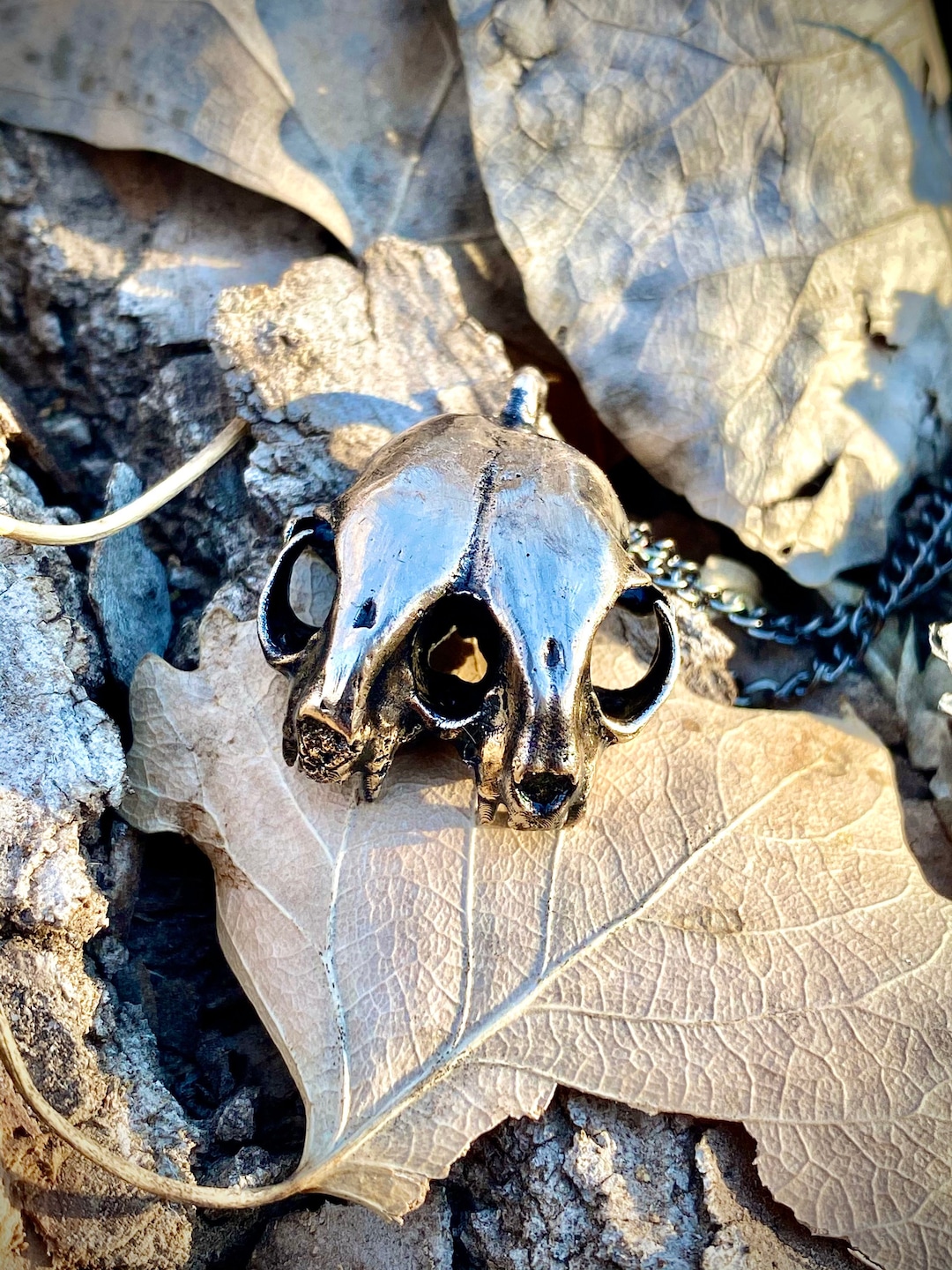 Two Faced/diprosopus Cat Skull Pendant- Cast Bronze - Etsy