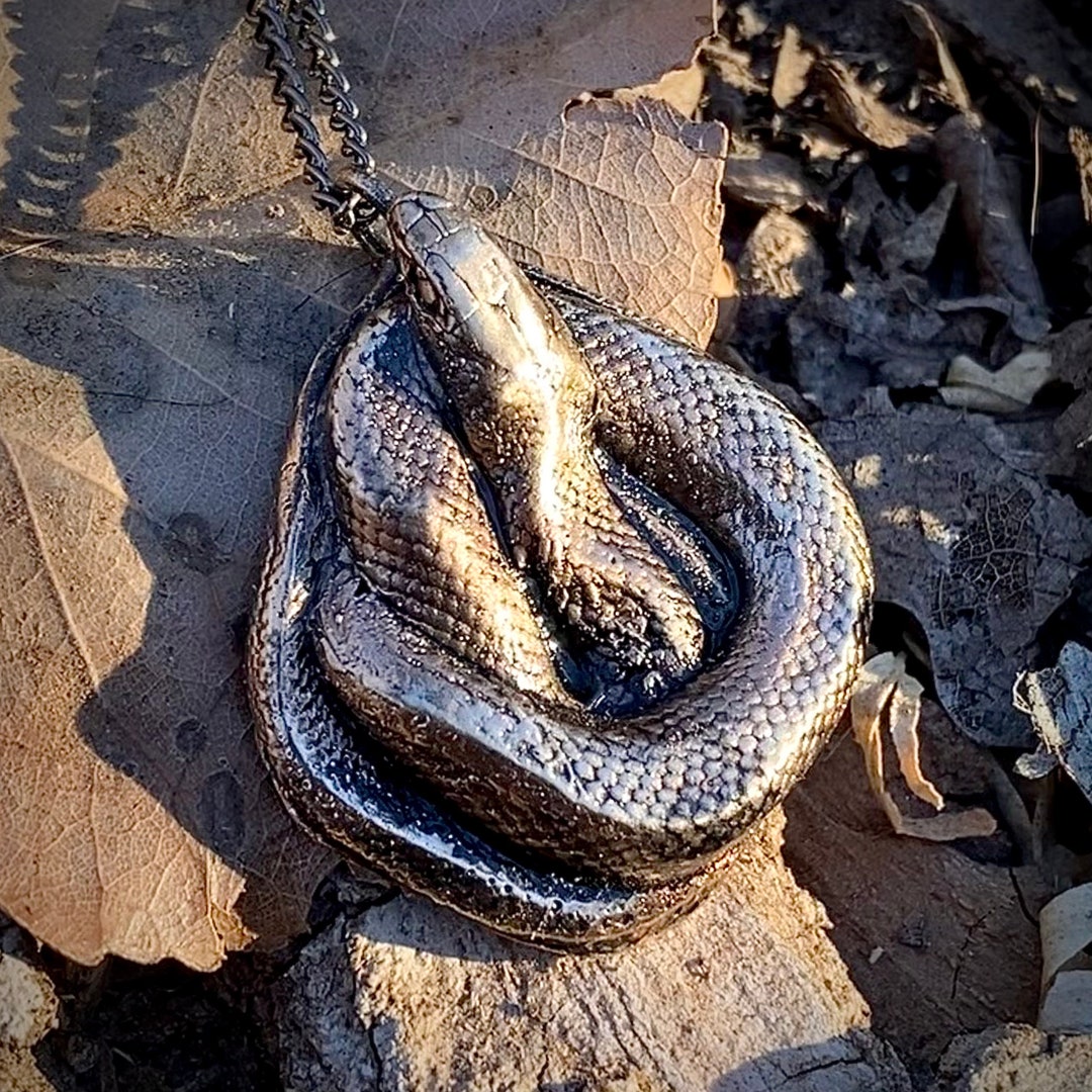 Coiled Snake Pendant - Cast Bronze - Etsy