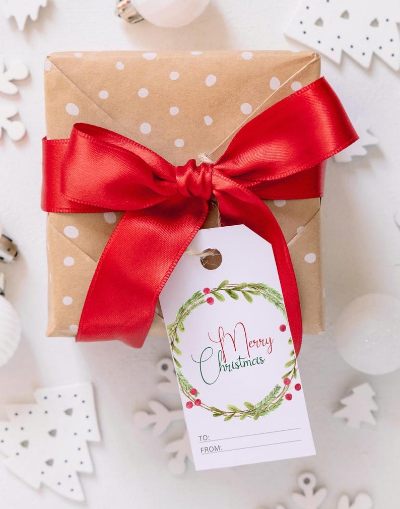 Printable Christmas Gift Tags | Watercolor Holiday Designs (digital ...