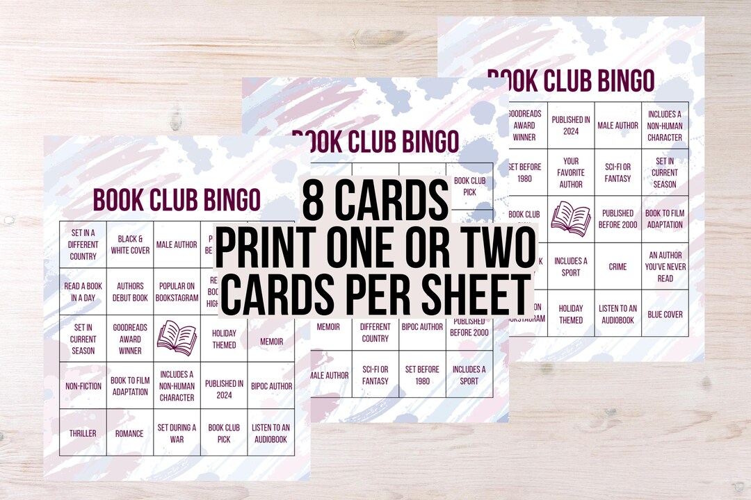 Printable Book Club Bingo Instant Download Reading Challenge Book Game ...