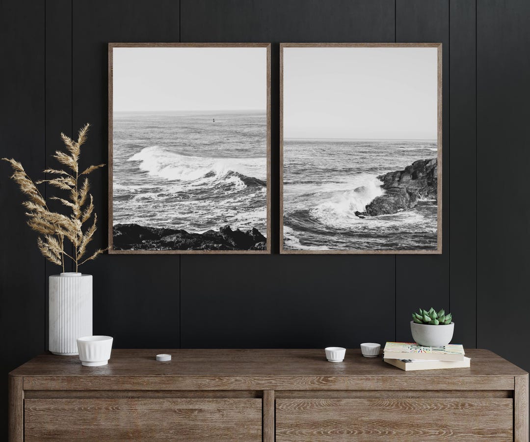 Black and White Ocean Waves - Etsy