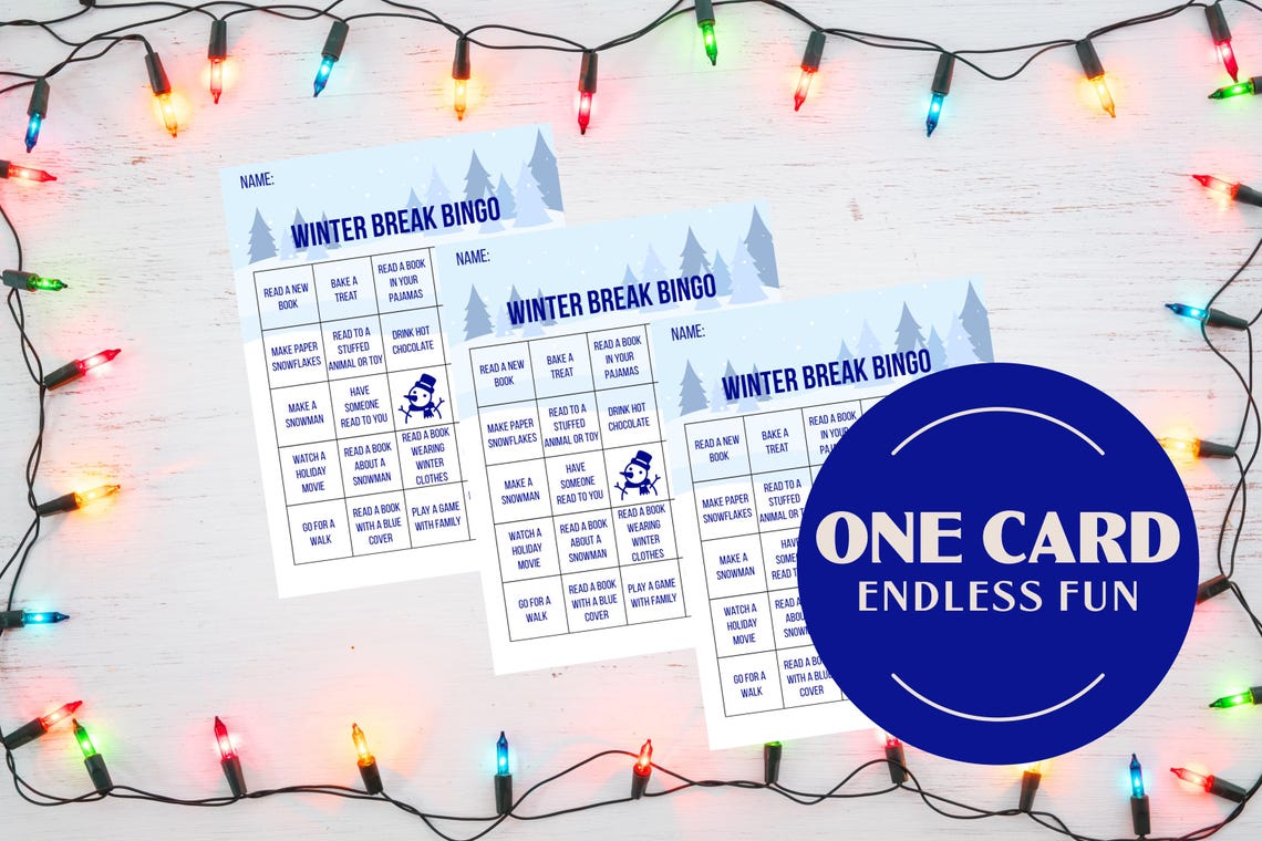 Printable Kids Winter Break Reading Bingo - Etsy