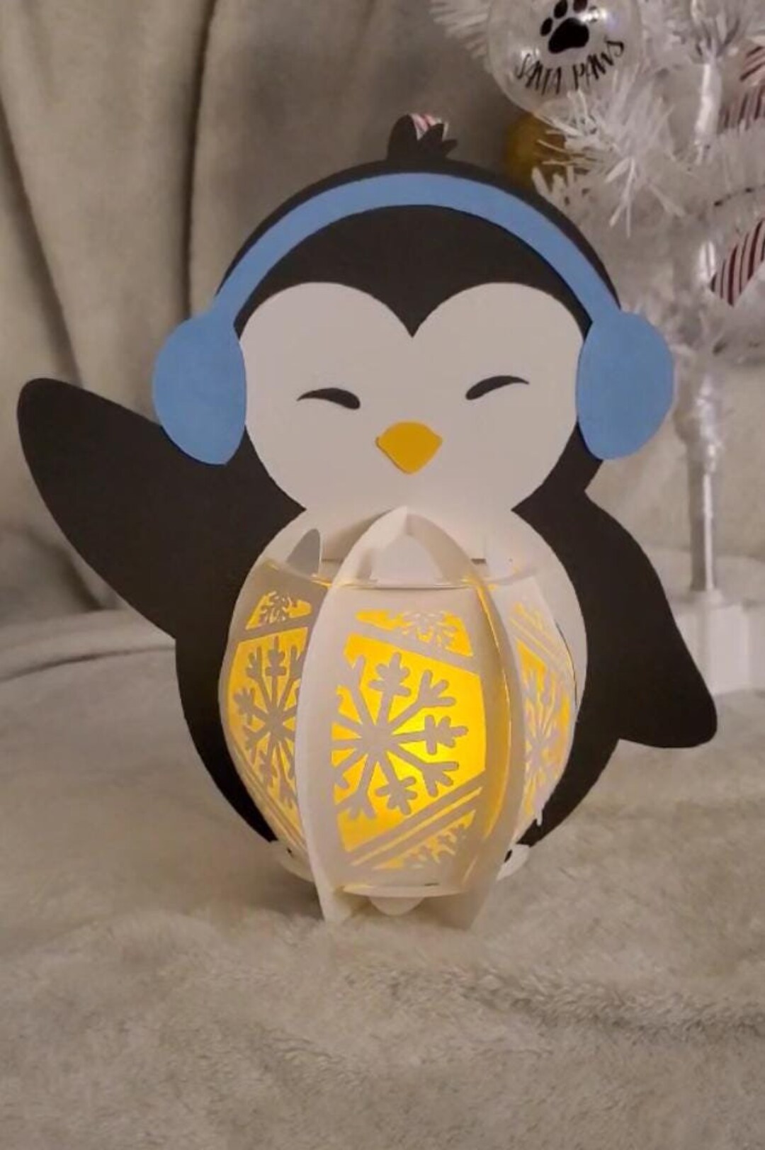 Cute Kawaii Penguin Lantern Night Light SVG Pattern and Tutorial Winter ...
