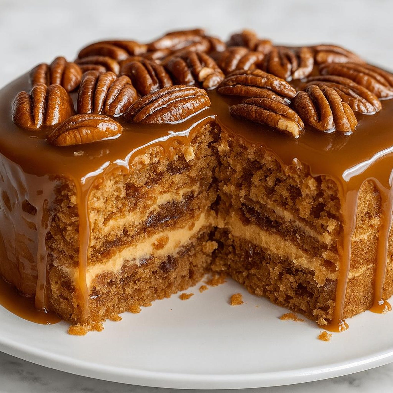 Caramel Pecan Cake Recipe: Easy Dessert (digital Download) - Etsy