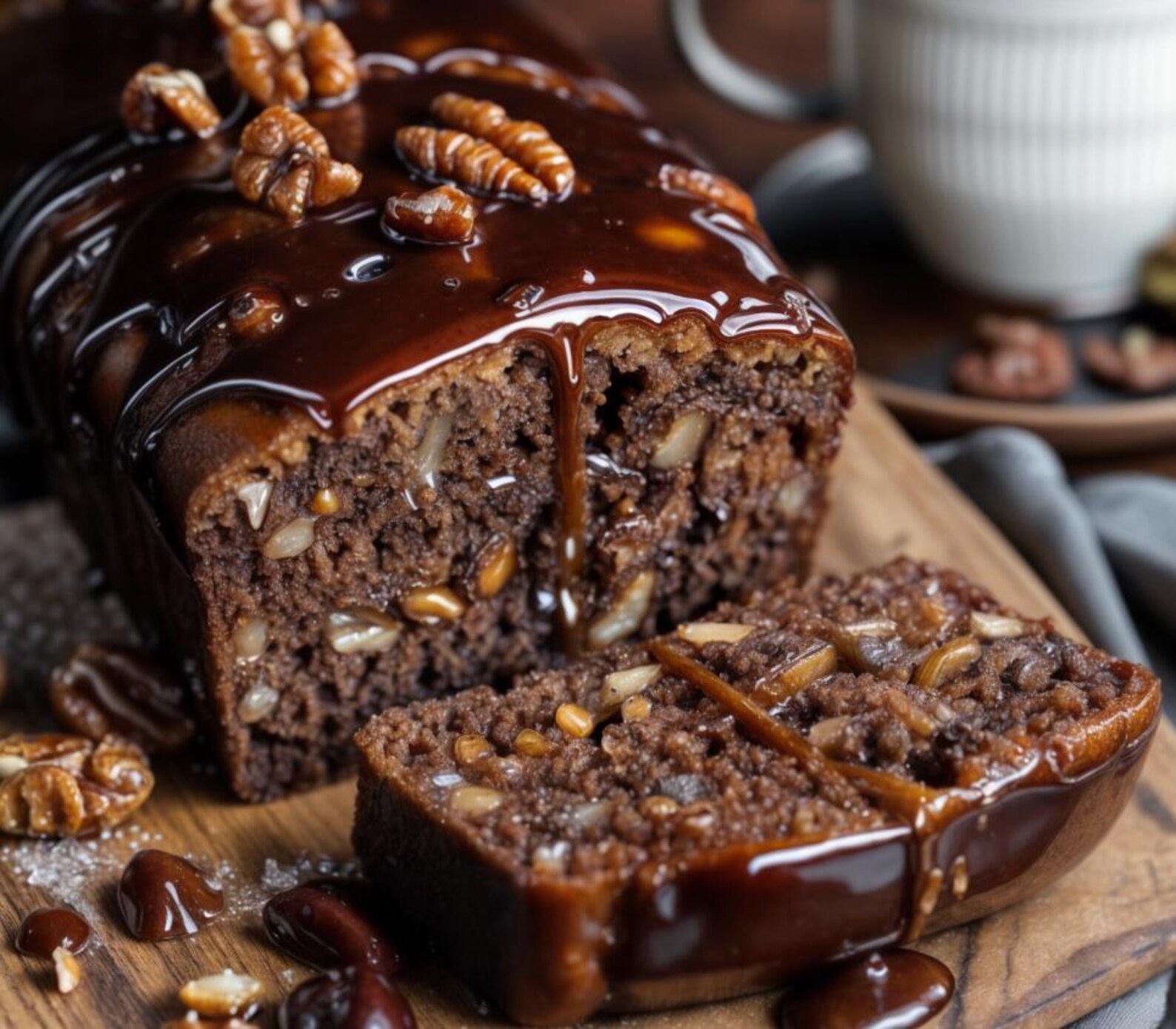 Date Coffee Loaf Cake Recipe: Walnuts and Espresso Glaze (digital ...
