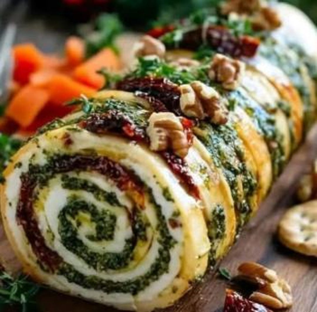 BEST RECIPE for Holiday Cheese Log With Pesto and Sun-dried Tomatoes ...