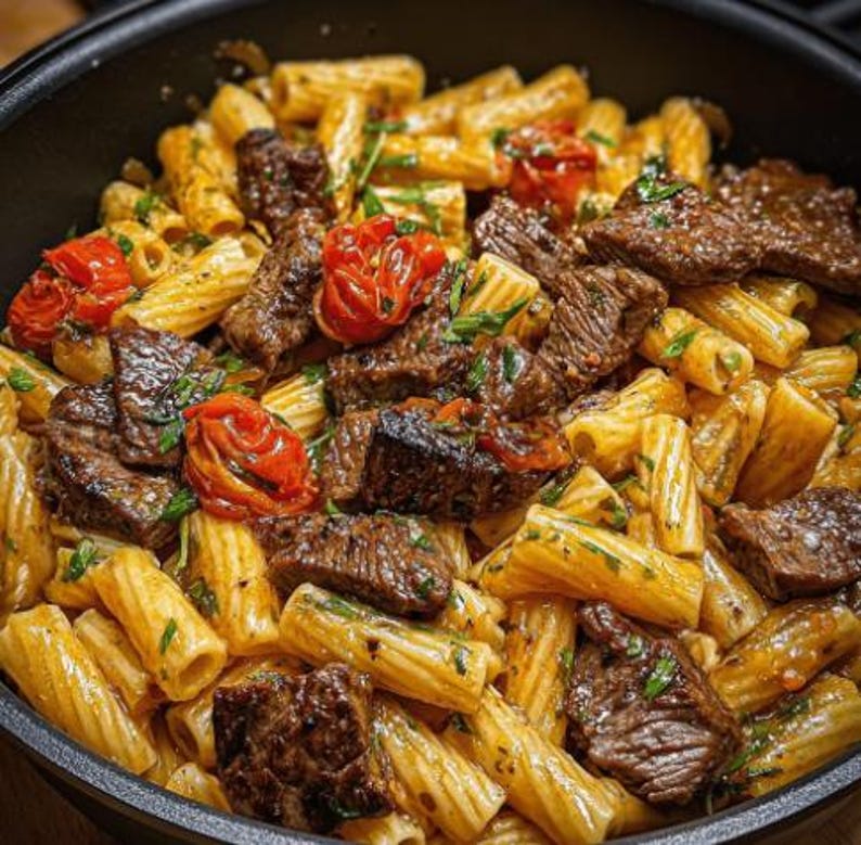 One-pot Zesty Steak Pasta Recipe: Easy Dinner (digital Download) - Etsy