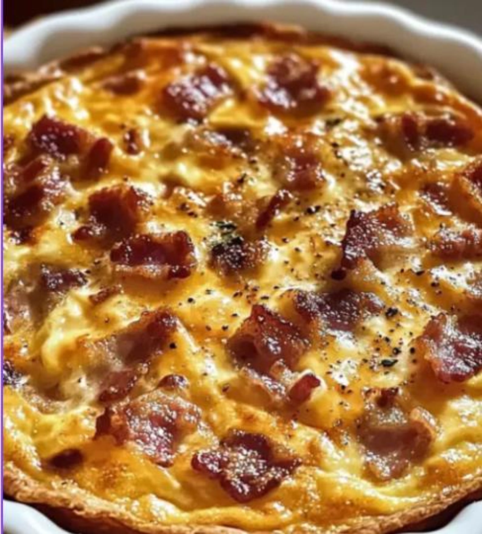 Bacon Cheese Crustless Quiche Recipe: Easy Dinner, Party Recipe (PDF ...